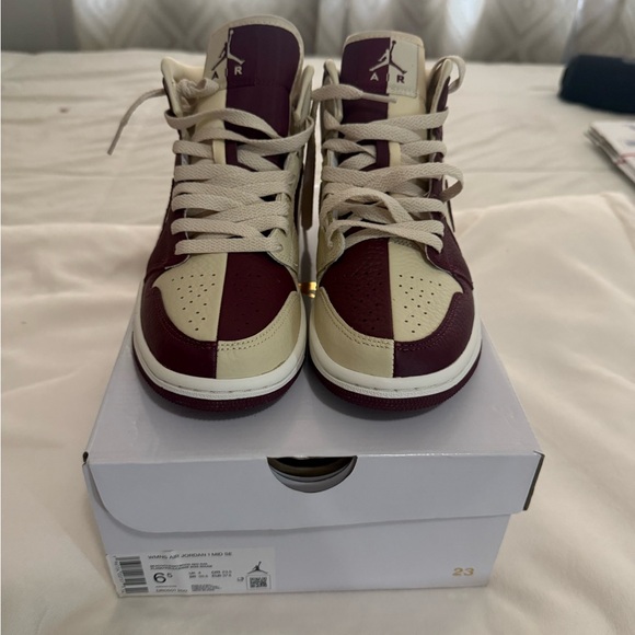 Jordan | Shoes | Air Jordan Hightop Sneakers In Maroon And Cream | Poshmark